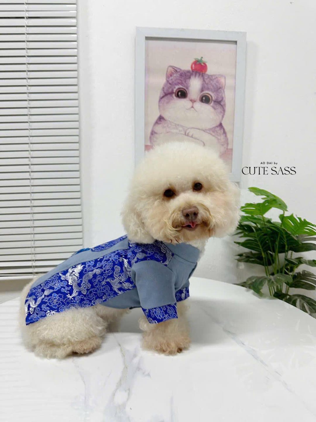 Pet Blue Gam Blue Hac With Blue Tassel Ao Dai 47B| Pet Ao Dai Costume | Vietnamese Pet Outfit ...