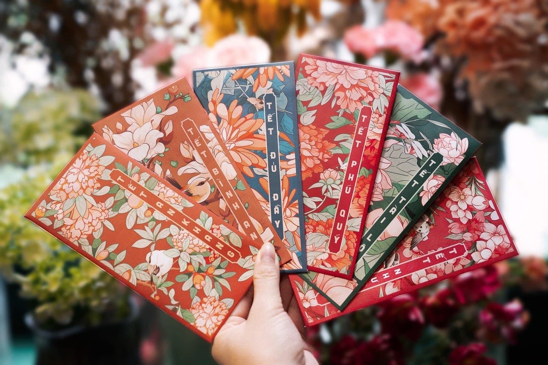 Bao Lì Xì - FLORAL Lucky Envelope | Tet Lucky Money Envelope - Etsy