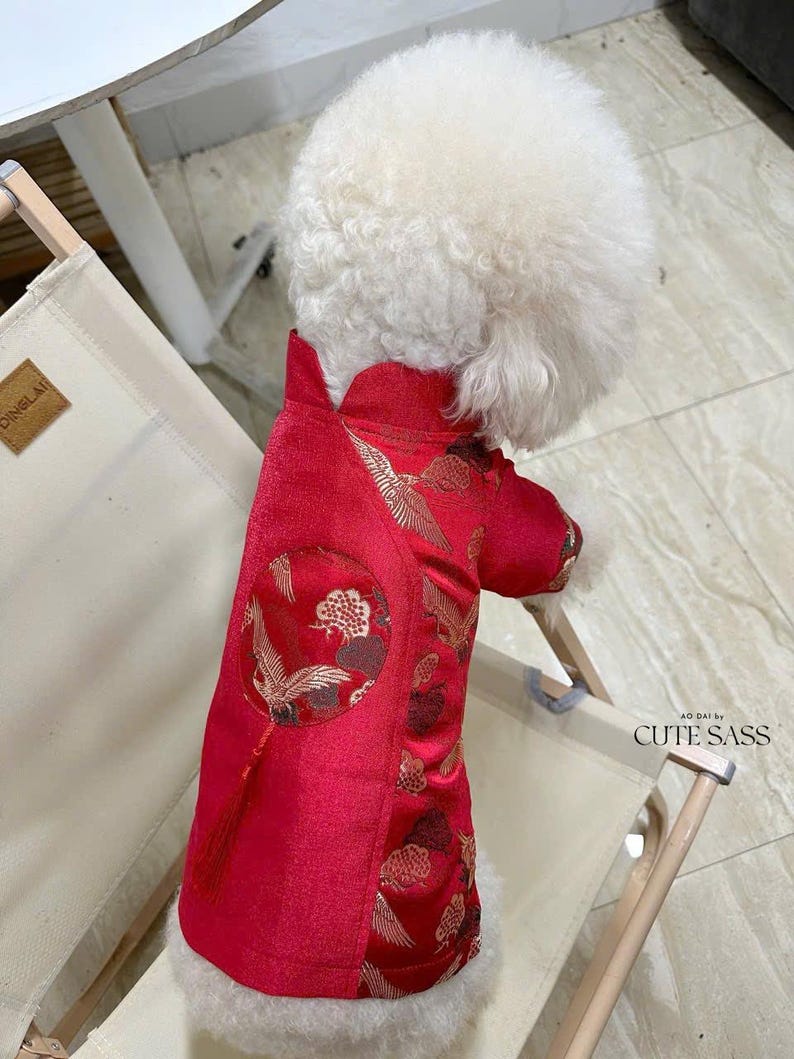 Pet Red Gam Hac With Tassel Ao Dai 47A| Pet Ao Dai Costume | Vietnamese ...
