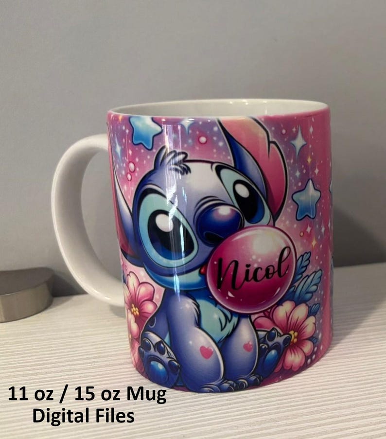 STITCH 3D Mug Wrap, 3D Mug Wrap Sublimation Design PNG, 11oz and 15oz ...