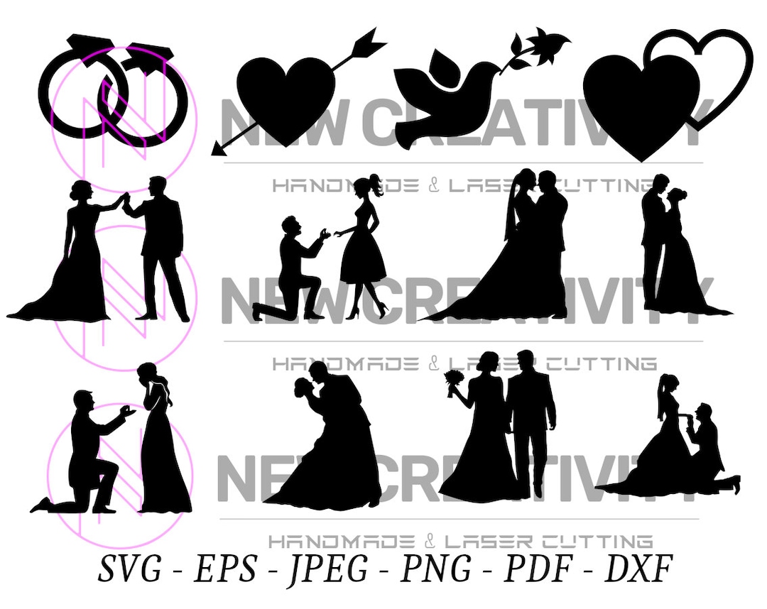 Wedding-grooms-wedding Couple-svg Files-png-jpeg-clip Arts, Silhouette ...