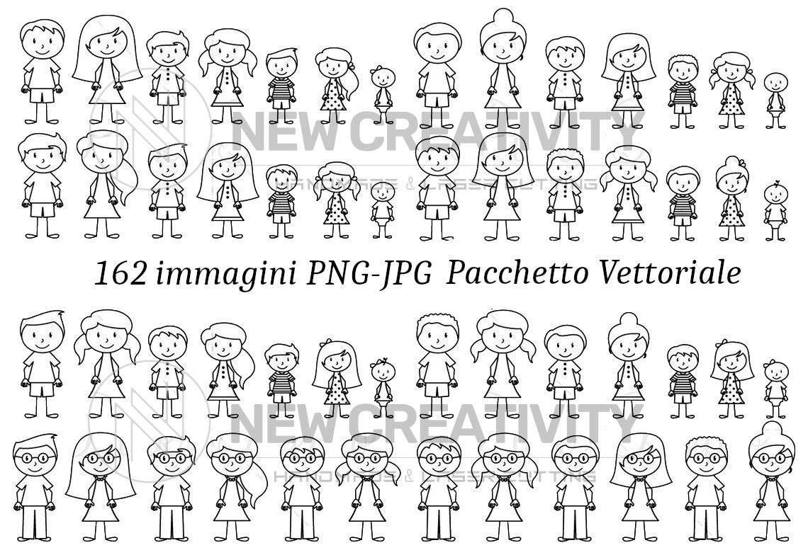 Huge Pack of Stick Figure Family Clip Art,stick People Family Clip Art ...