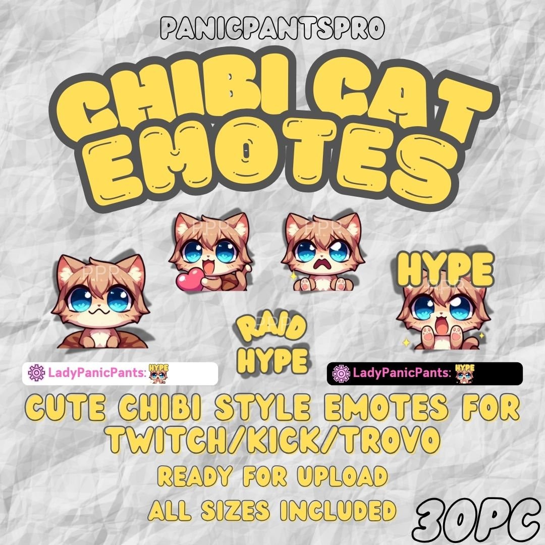 30pc Cute Cat Emotes for Twitch/kick/trovo - Ready for Upload NOW! - Etsy