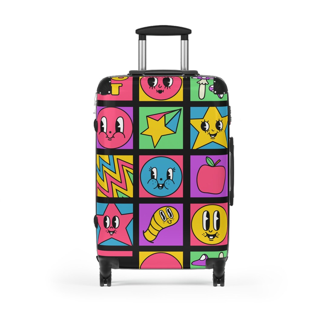 Retro Stars and Smiley Faces Suitcase Travel Suitcase for - Etsy