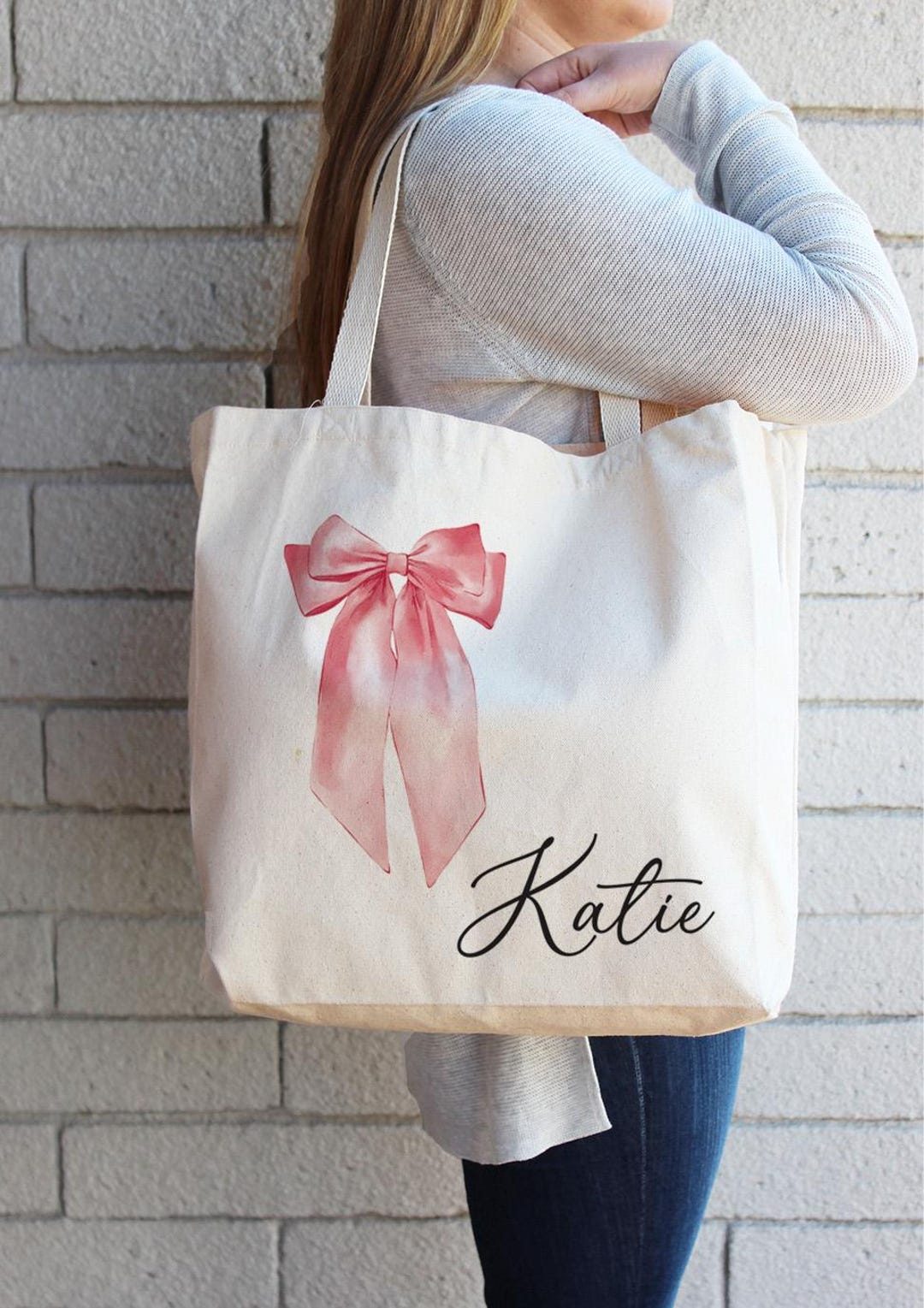Personalized Bridesmaid Gift Bag,ribbon Canvas Tote Bag,wedding Gift ...