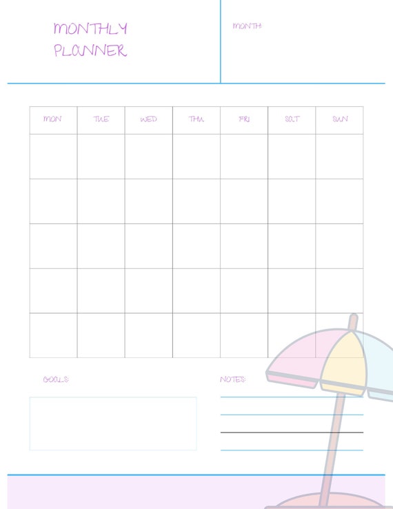 Beach Planner Digital Download Pdf Beach Daily Planner Pdf - Etsy