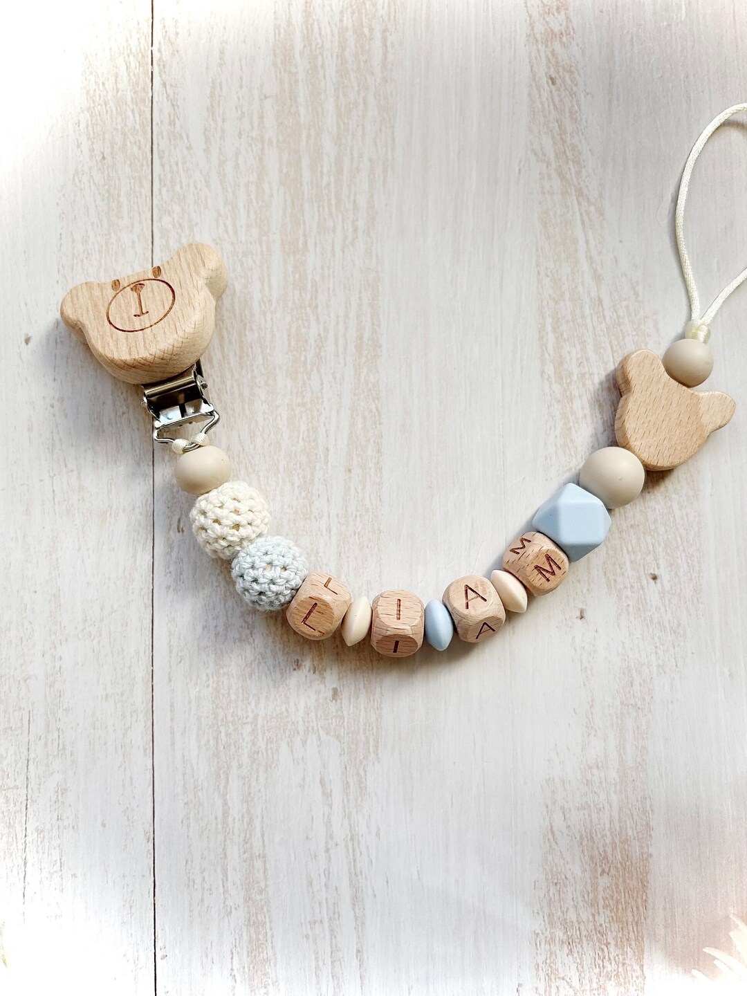 Personalized Teddy Bear Pacifier Clip - Etsy