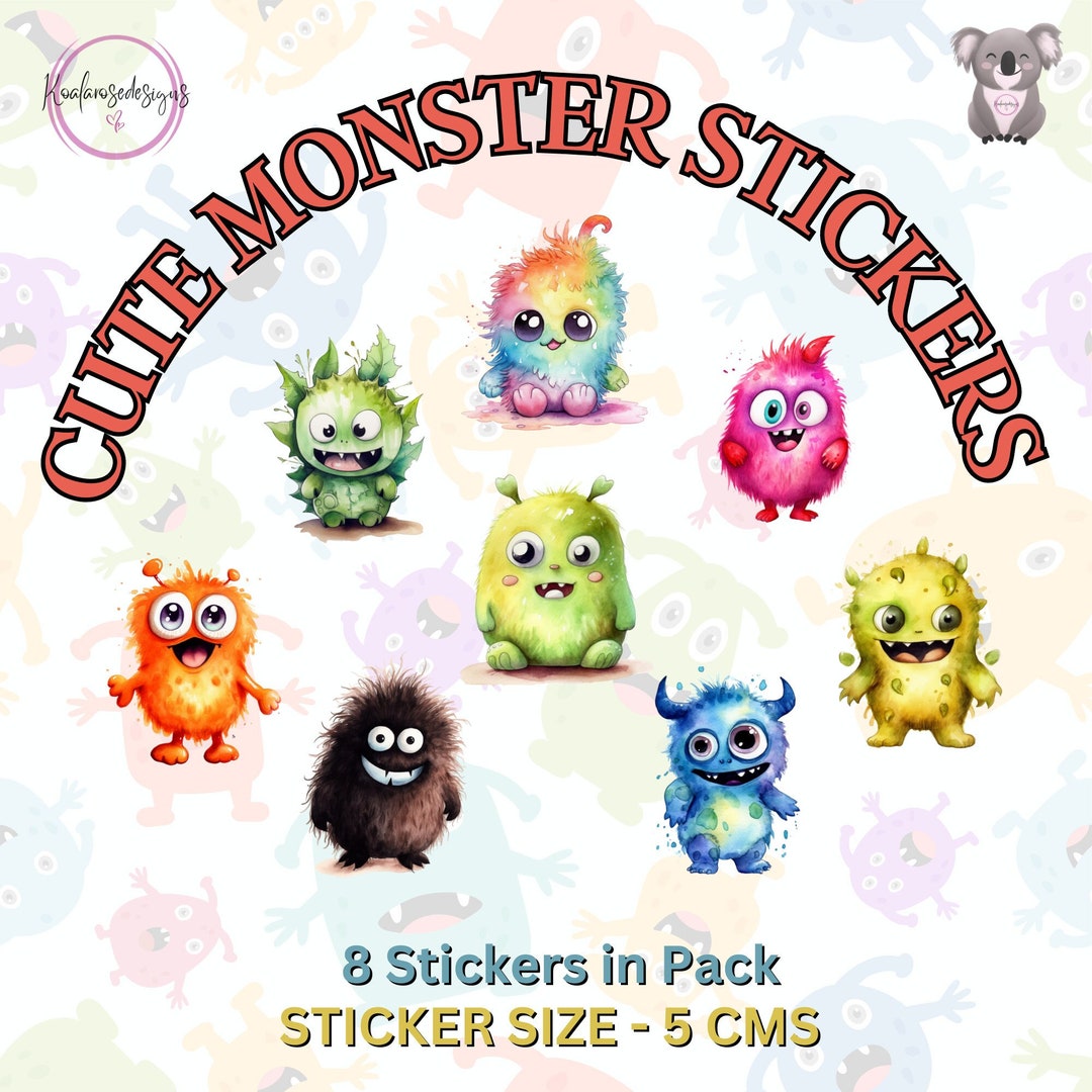 Cute Monster Sticker Set, Cute Little Monsters Sticker, Monster Sticker ...