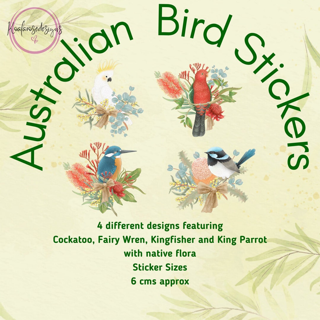 Aussie Bird Stickers, Glossy, Matte, Stickers, Laptop Sticker, Bird ...