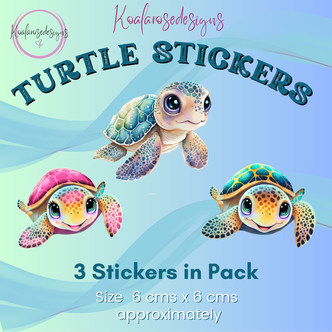 Cute Turtle Stickers Watercolour Turtle Watercolour Sticker - Etsy