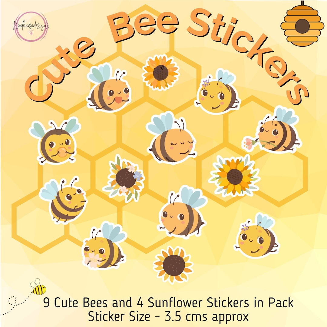 Cute Bumblebee Stickers, Bee Sticker Pack, Cute Bee Sticker, Planner ...