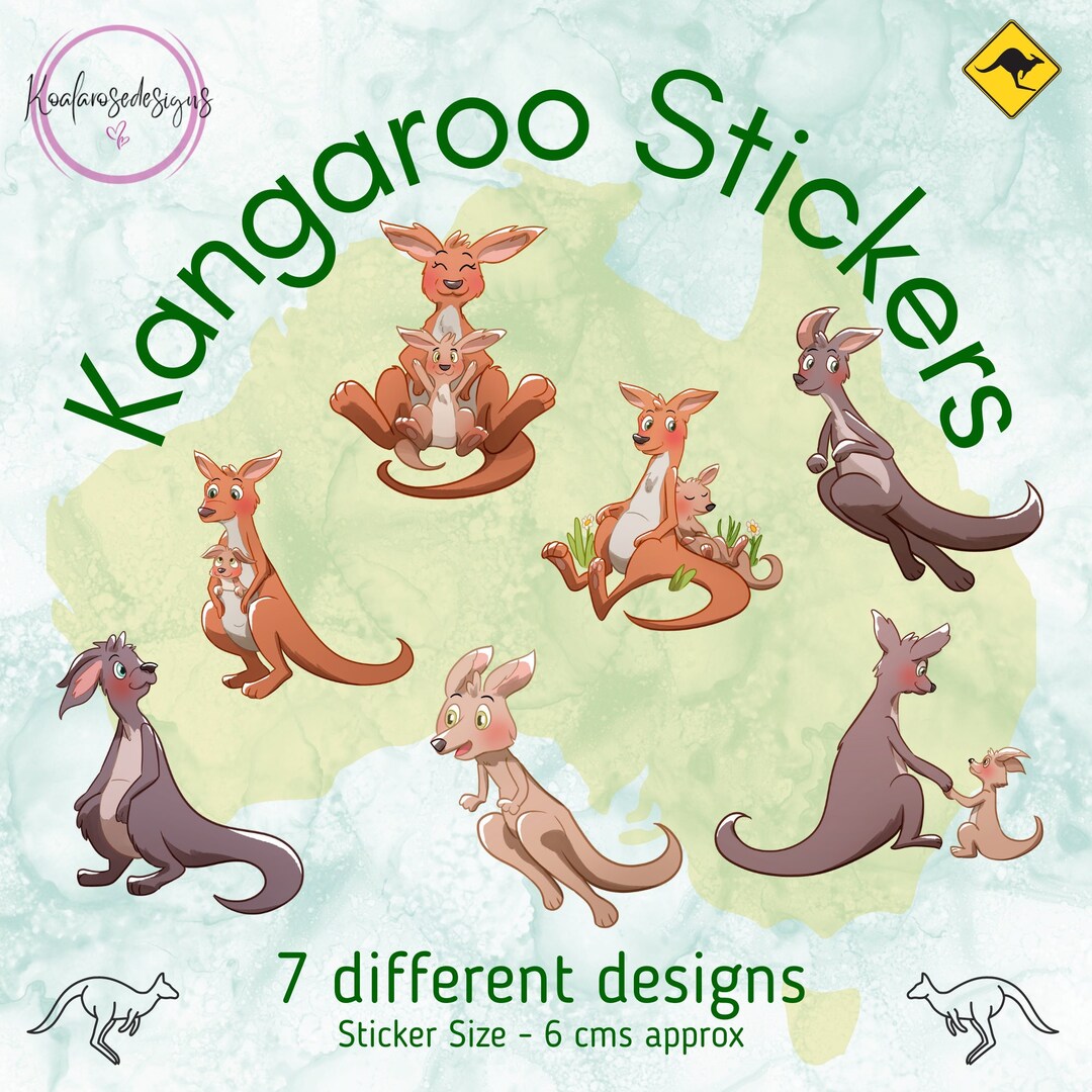 Die Cut Kangaroo Stickers, Kangaroo, Sticker, Cute Kangaroo, Laptop ...