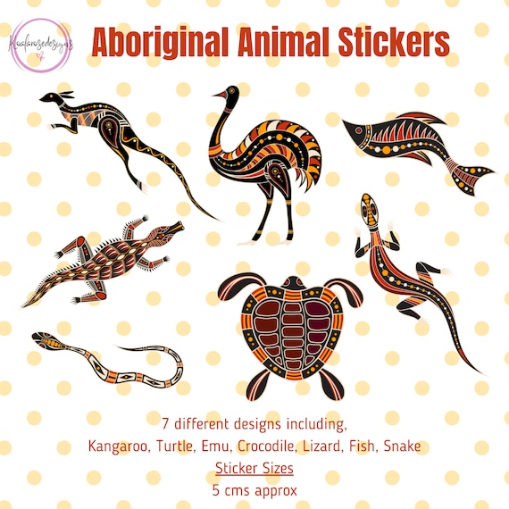 Aboriginal Animal Stickers Set Glossy Matte Aussie - Etsy