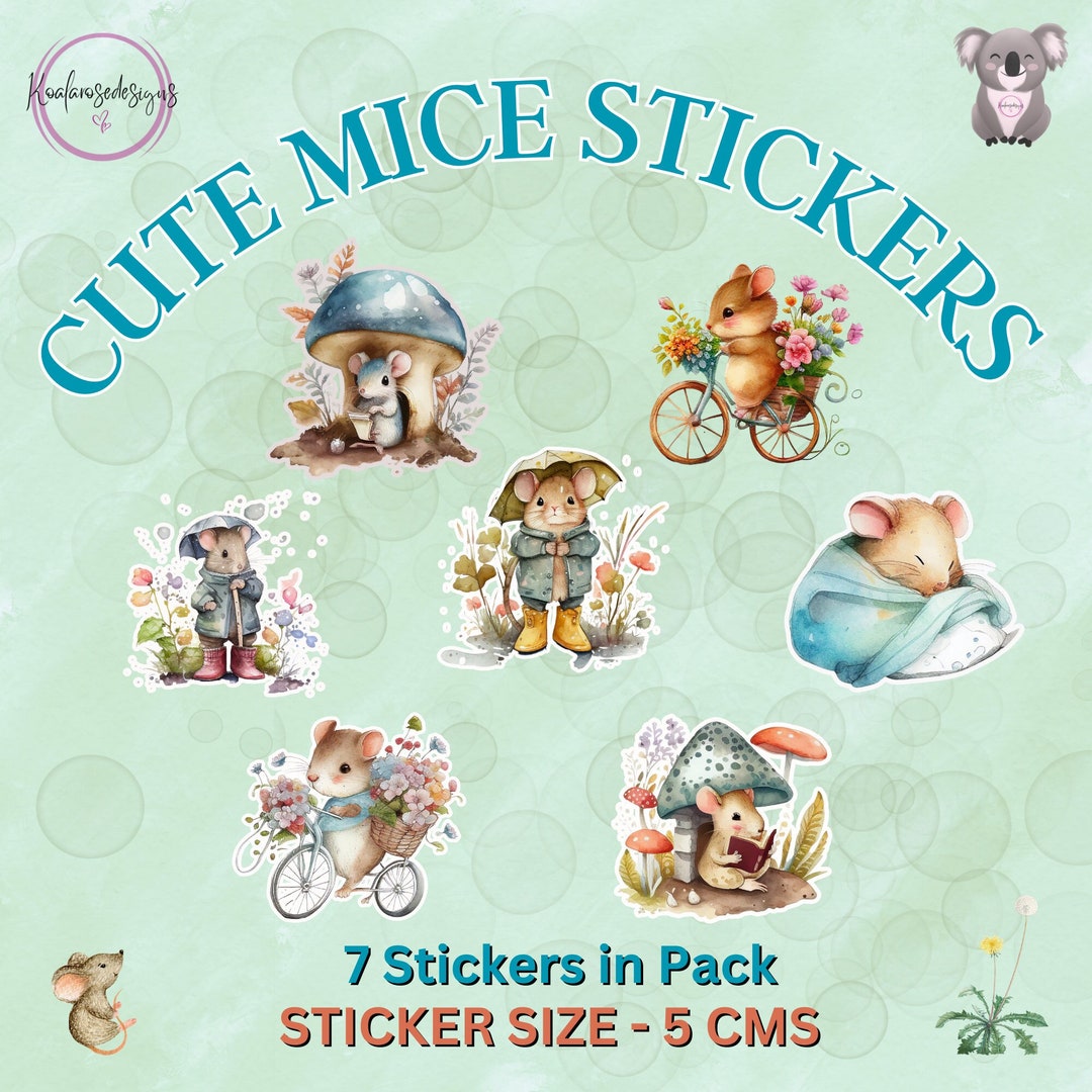 Cute Die Cut Mice Sticker Set, Country Mice, Pretty Mice Sticker, Mouse ...