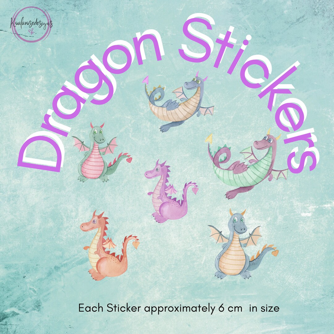 Cute Dragon Sticker Set Cute Dragon Stickers Cute Dragons - Etsy