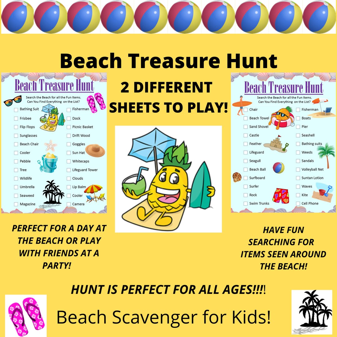 Fun Beach Treasure Hunt Game for Kids | Beach Scavenger Hunt Game ...