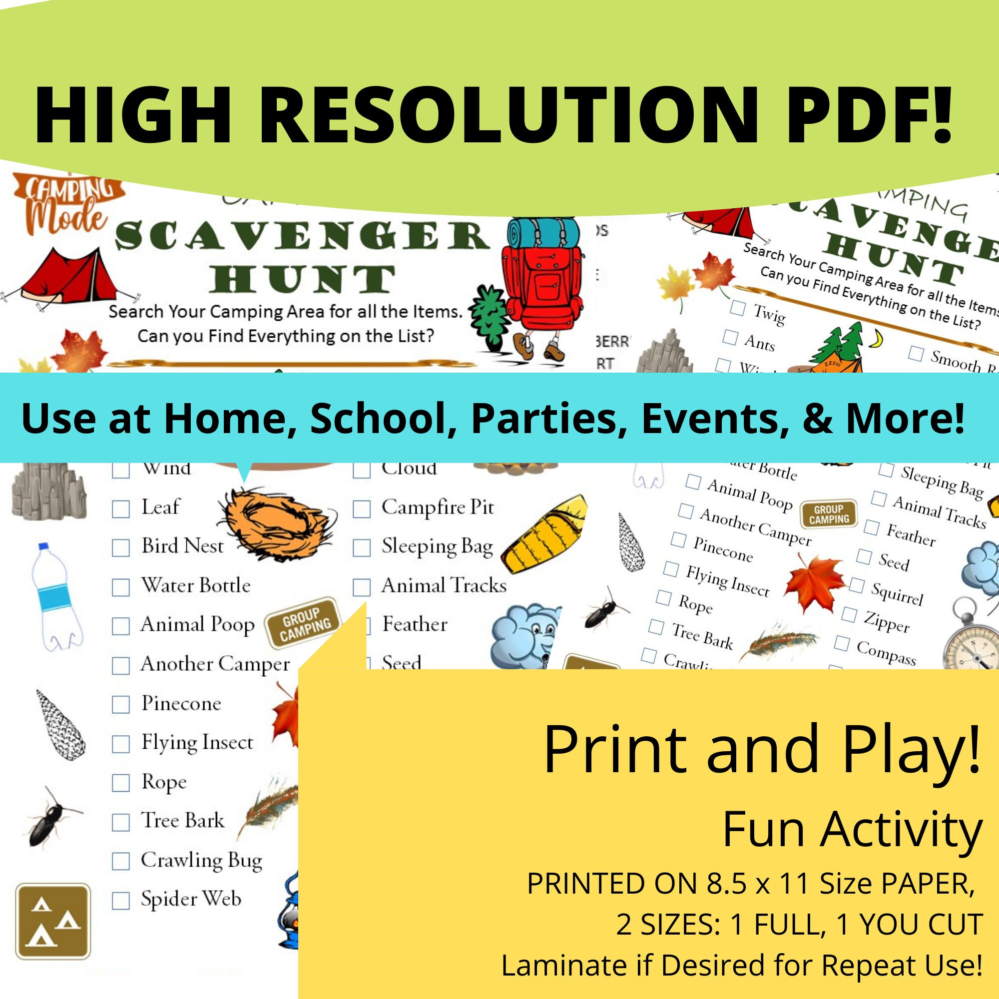 Camping Treasure Hunt for Kids | Camping Scavenger Hunt Game | Earth ...