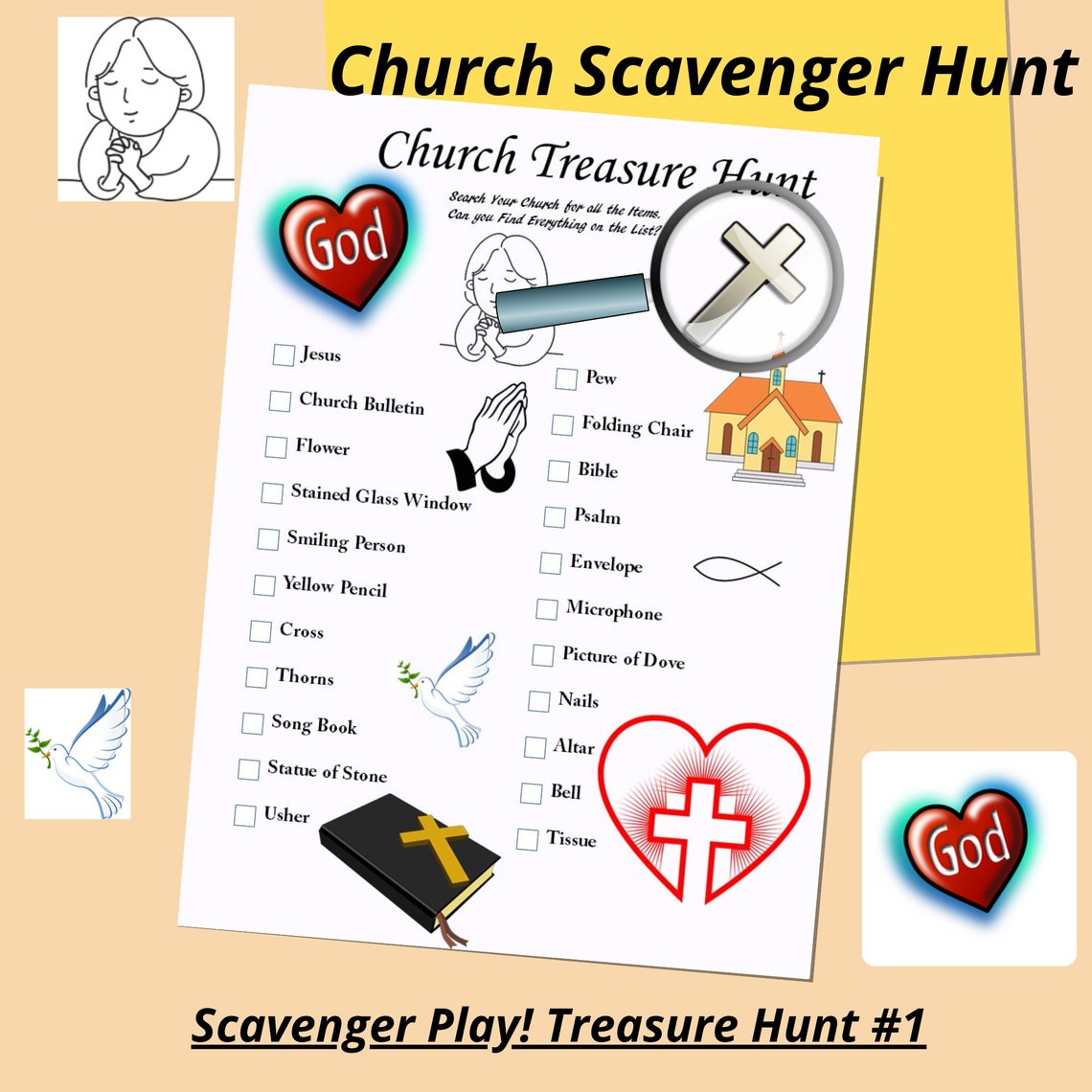 Church Treasure Hunt for Kids: Sunday School Scavenger Game (digital ...