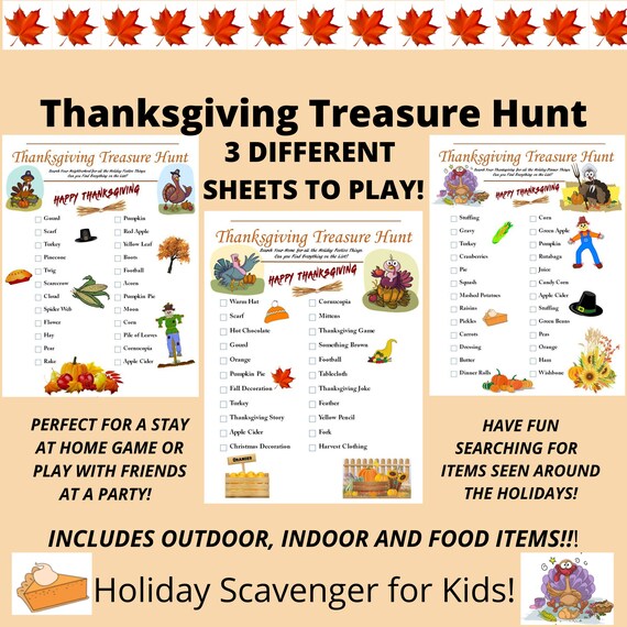 Thanksgiving Treasure Hunt for Kids Outdoor Scavenger Hunt | Etsy