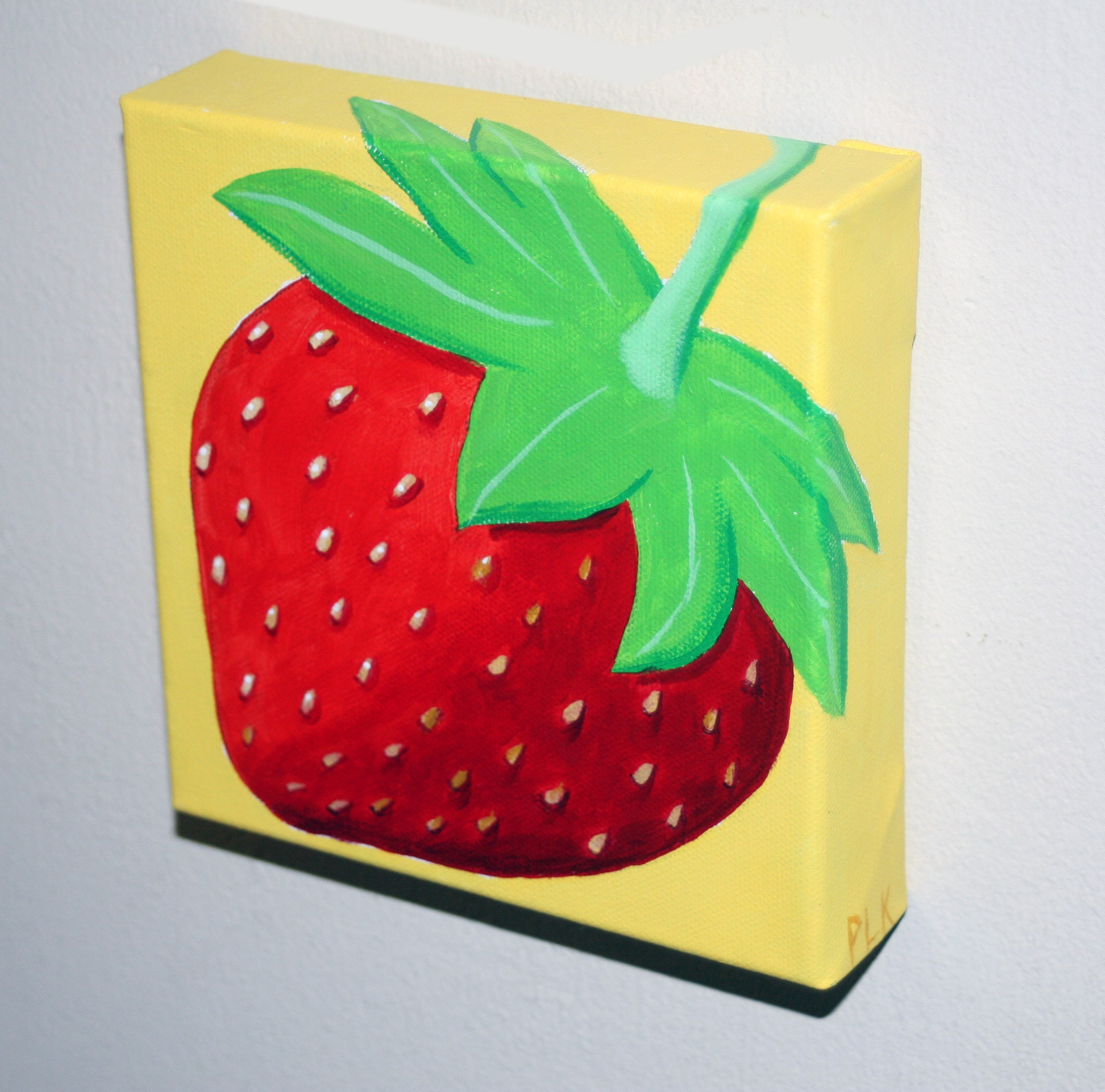 Big Ol' Strawberry, a Small Painting on Canvas of a Very Big Strawberry ...