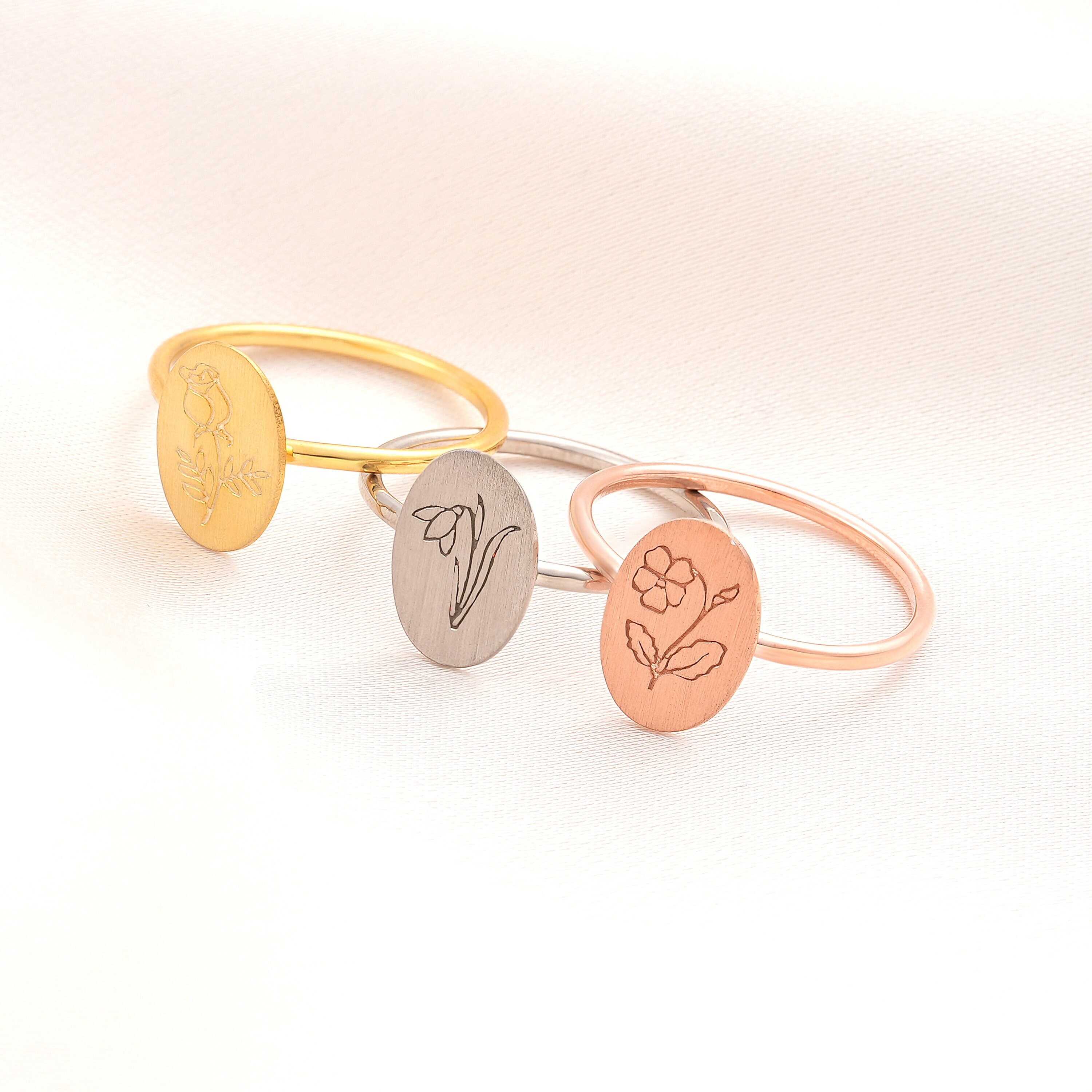 Birth Flower Ring Birth Month Flower Ring Birth Flower - Etsy