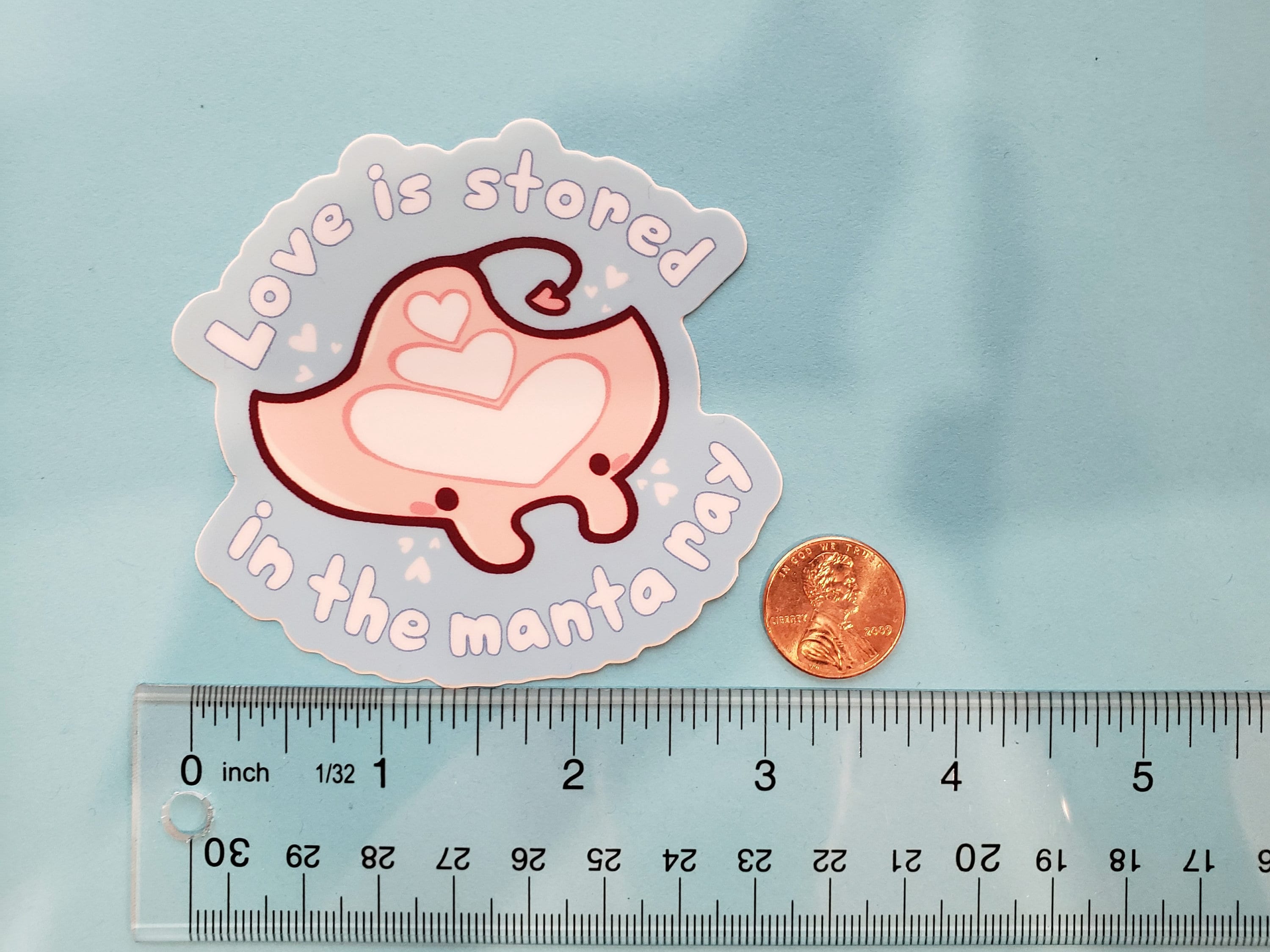 Love is Stored in the Sting Ray / Manta Ray Sticker | Cute 3 Inch Sea ...