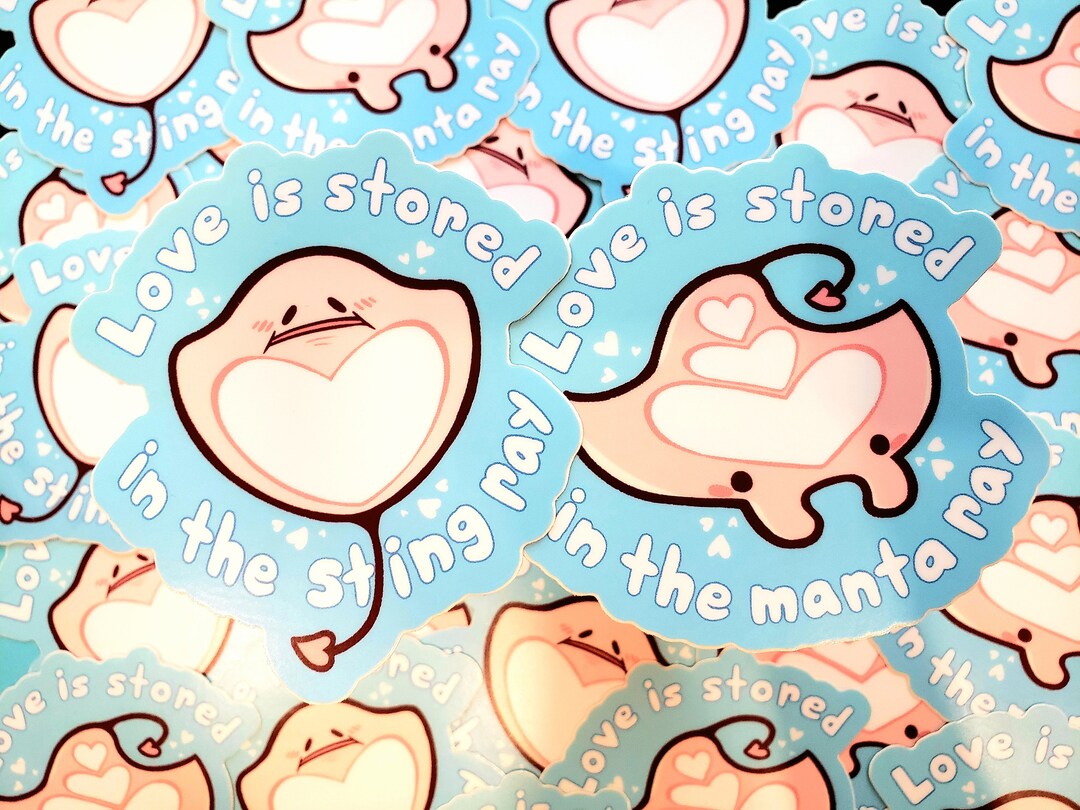 Love is Stored in the Sting Ray / Manta Ray Sticker | Cute 3 Inch Sea ...