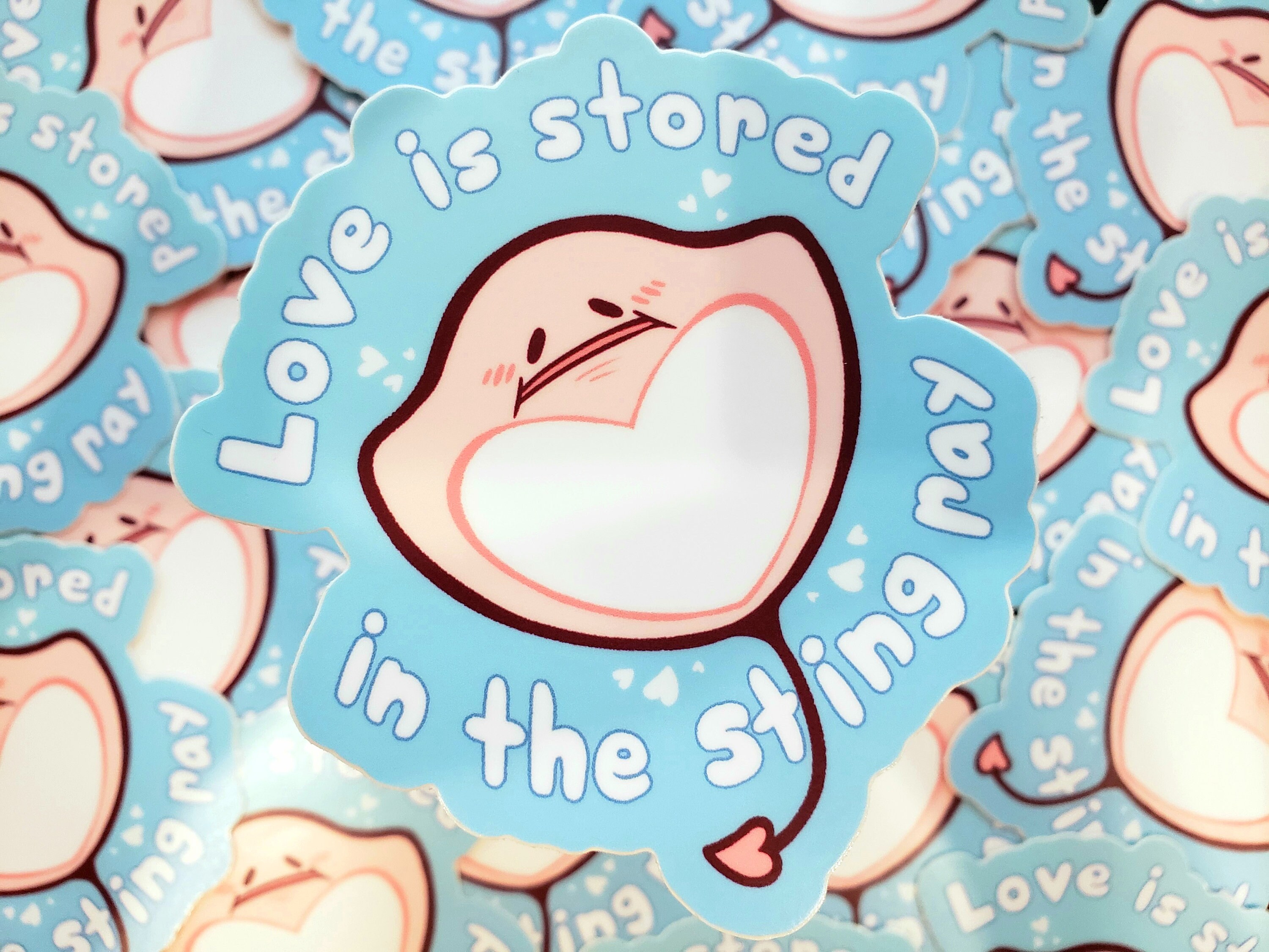 Love is Stored in the Sting Ray / Manta Ray Sticker | Cute 3 Inch Sea ...