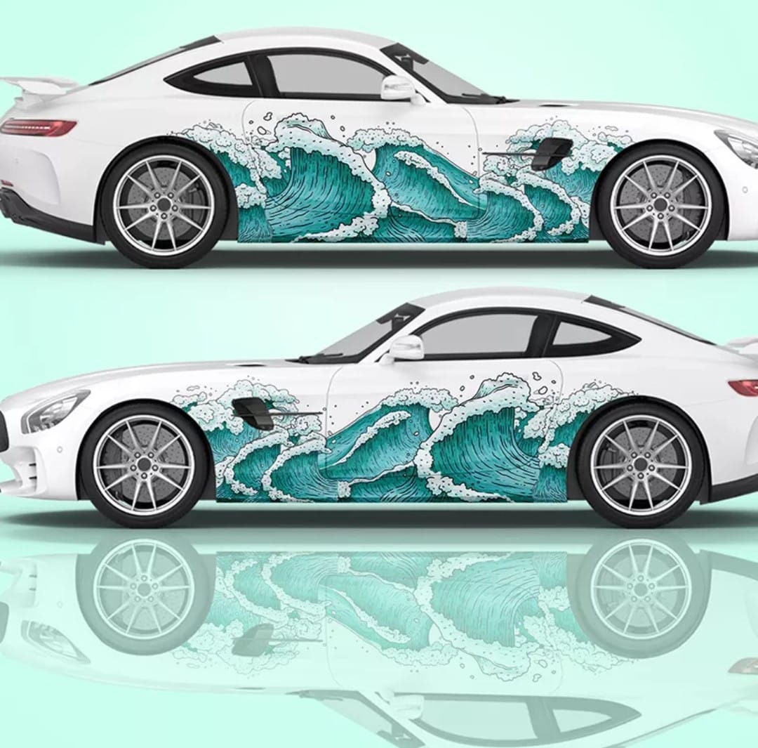 The Great Wave Car Wrap Japanese Ocean Wave Universal Car - Etsy