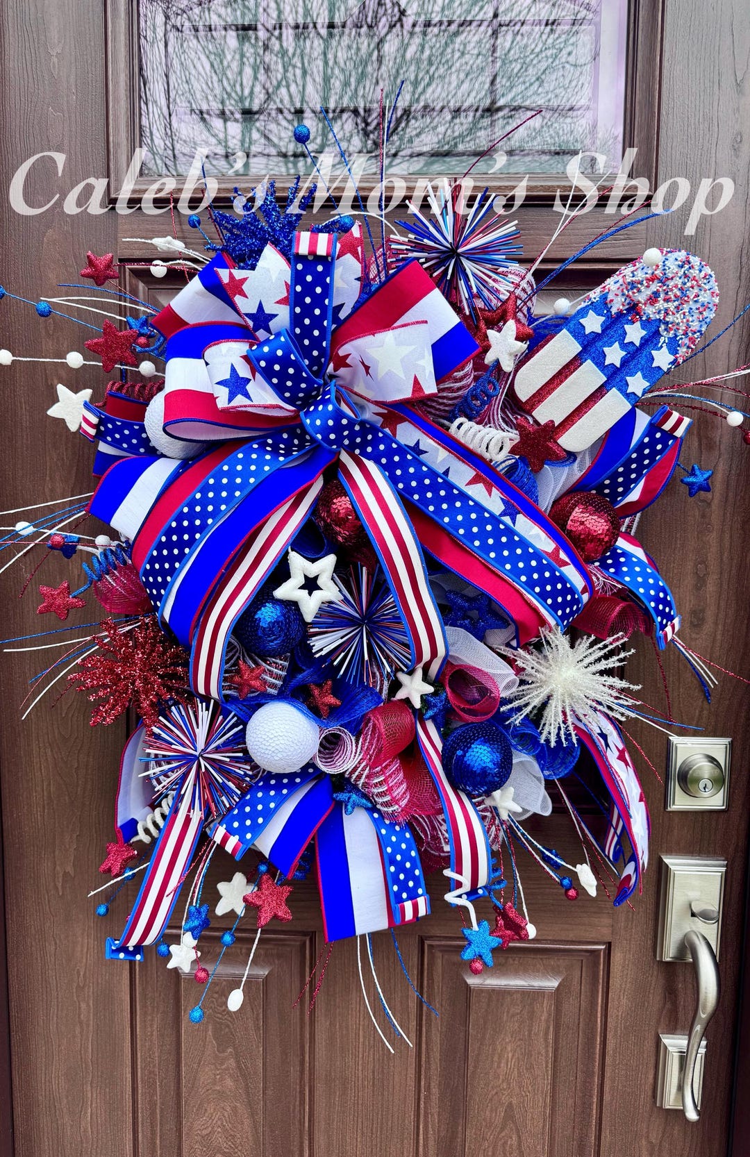 Patriotic 4th of July Wreath for Door, Firecracker Front Door Decor for ...