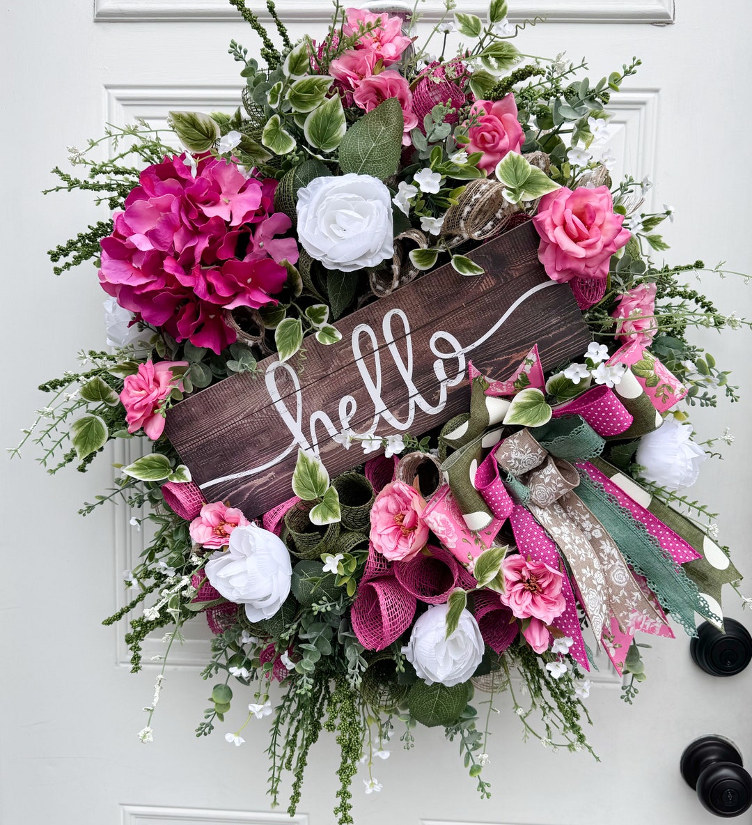 Everyday Hello Wreath for Front Door, Spring Wreath, Summer Wreath ...