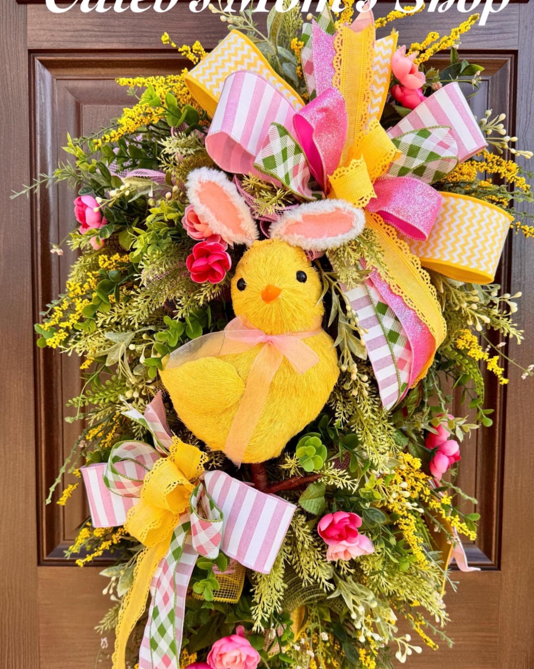 Easter Chick Wreath: Whimsical Bunny Ears Decor - Etsy