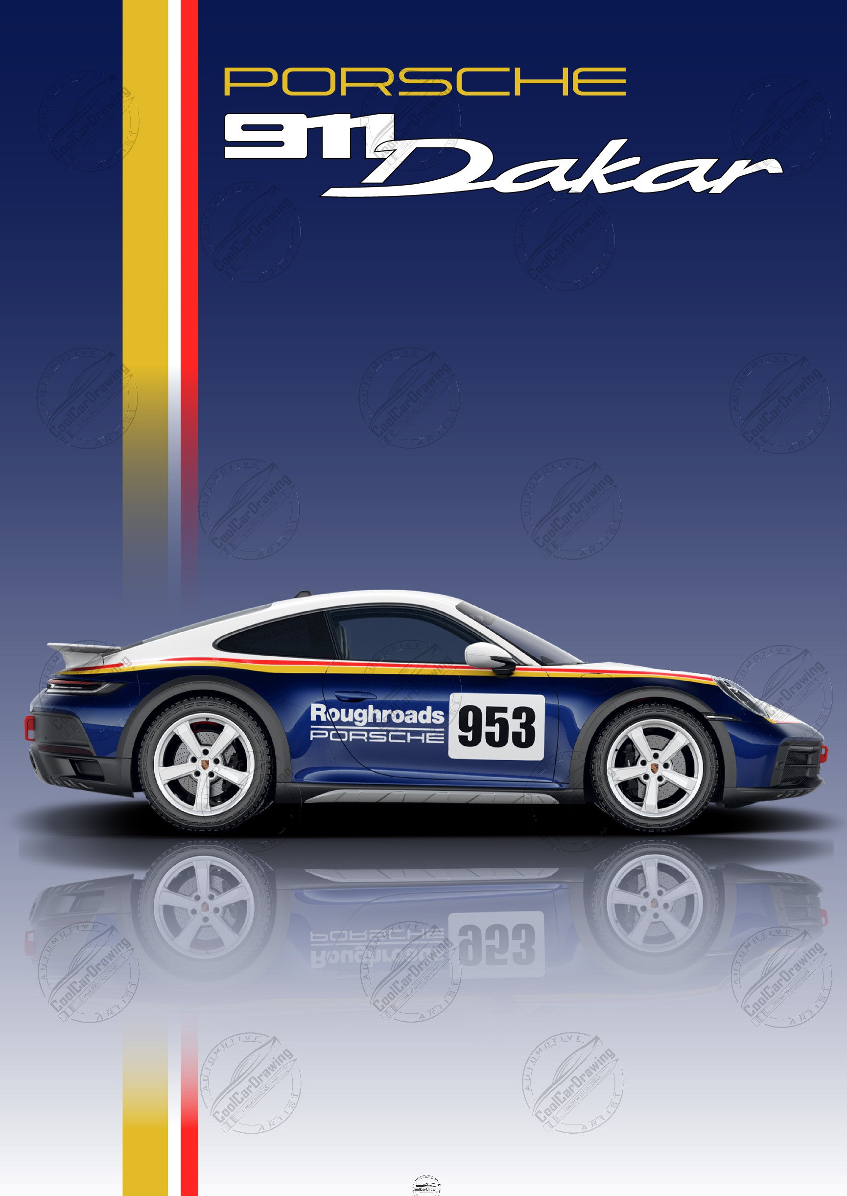 Porsche 911 Dakar Car Racing Car Rally Car Posters Illustration Prints ...