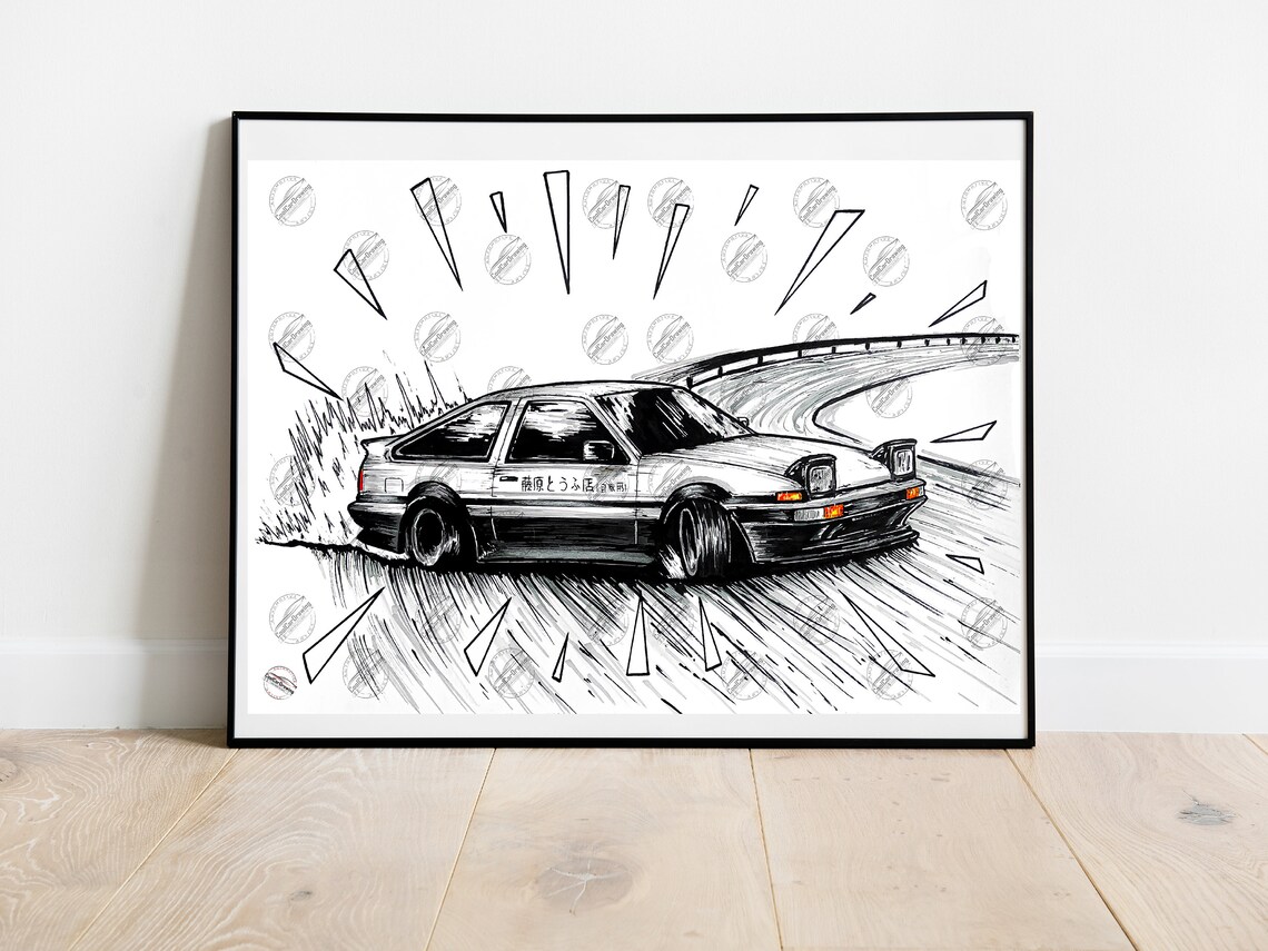 AE86 Poster, Toyota Trueno Poster, Initial D AE86, JDM Poster, Manga ...