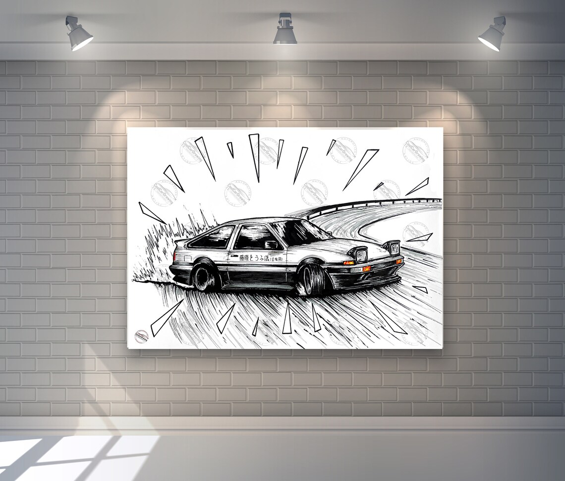 AE86 Poster, Toyota Trueno Poster, Initial D AE86, JDM Poster, Manga ...