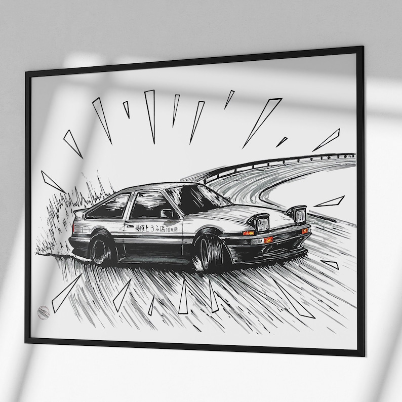 AE86 Poster, Toyota Trueno Poster, Initial D AE86, JDM Poster, Manga ...