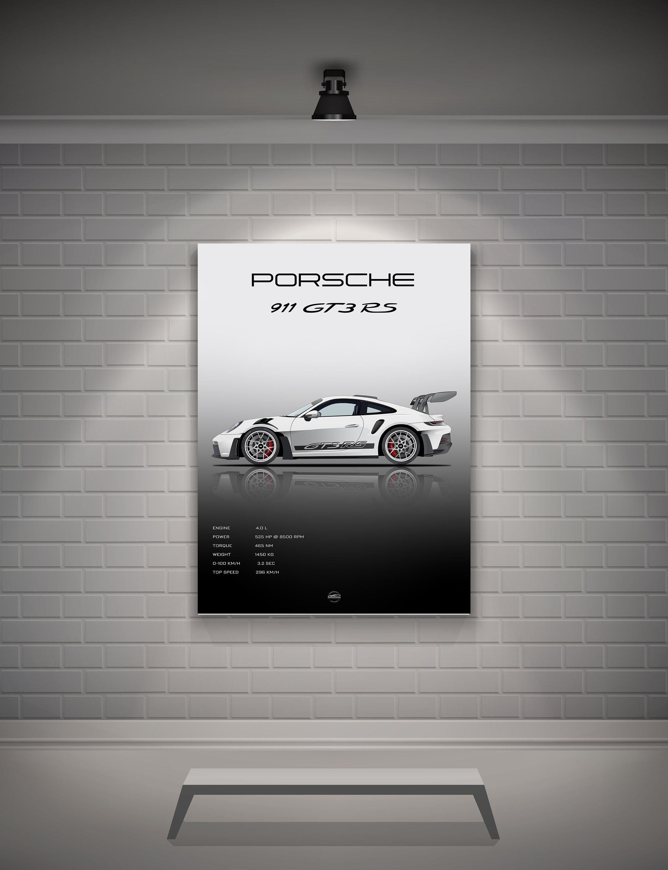 Porsche 911 GT3 RS Porsche Poster Car Illustration Prints Wall Art Room ...