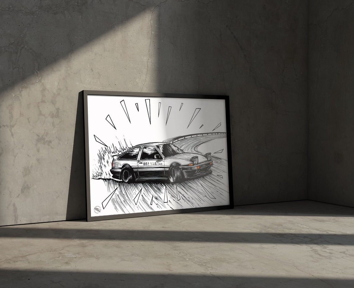 AE86 Poster, Toyota Trueno Poster, Initial D AE86, JDM Poster, Manga ...