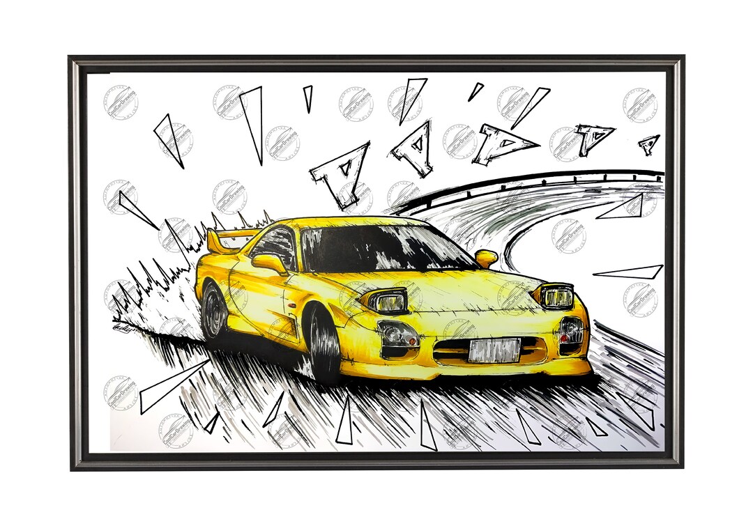Initial D Keisuke's Mazda RX7 FD3S Painting Digital Art - Etsy UK