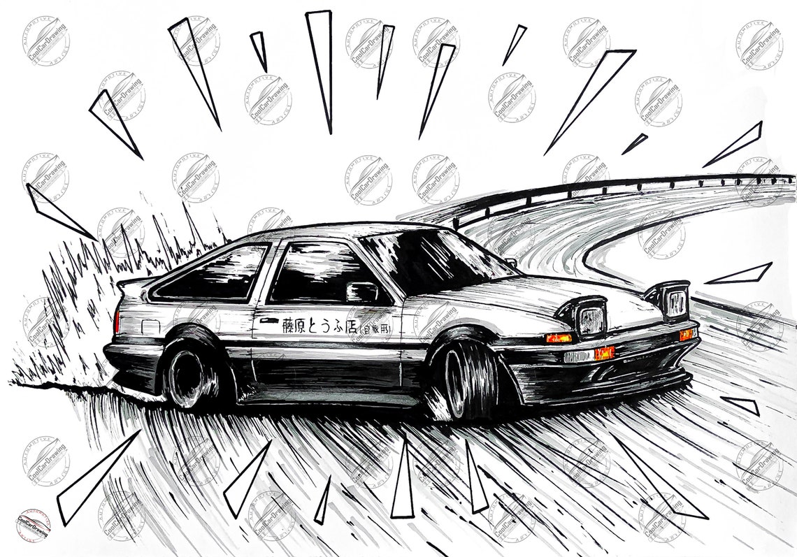 AE86 Poster, Toyota Trueno Poster, Initial D AE86, JDM Poster, Manga ...