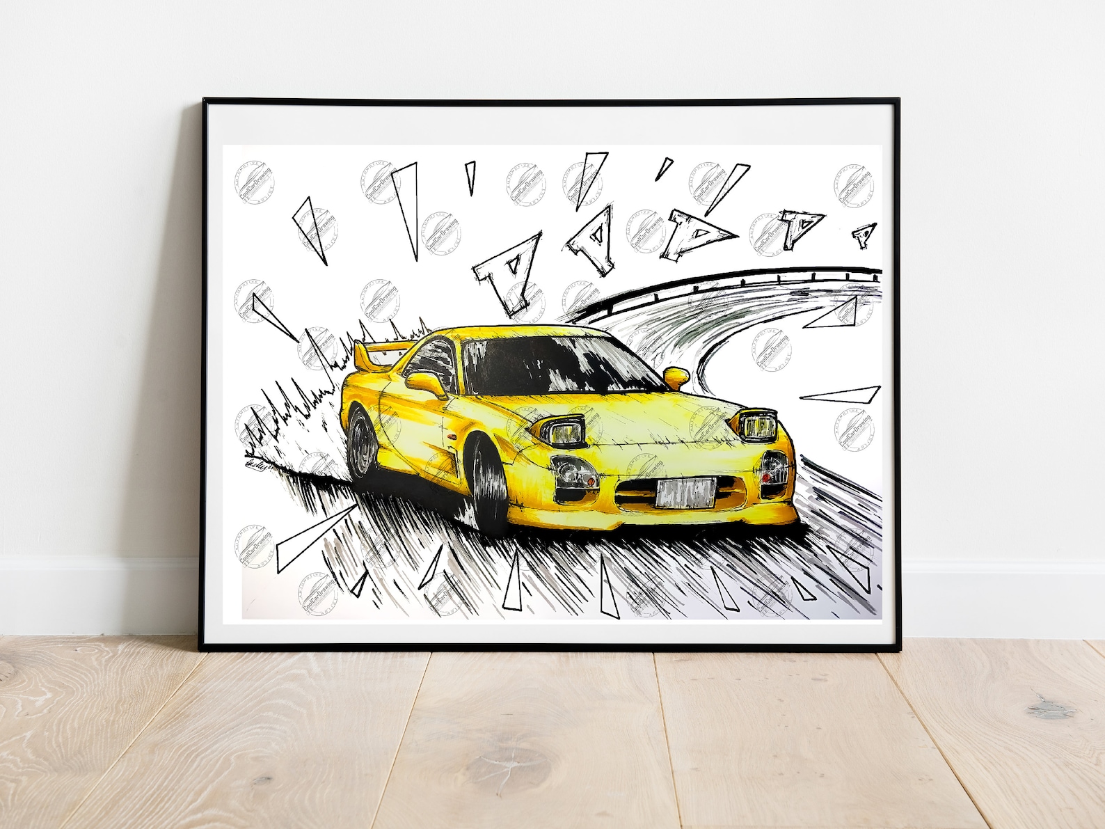 Mazda RX7 Poster, Initial D Mazda RX-7, Redsun RX7, Car Poster, JDM ...
