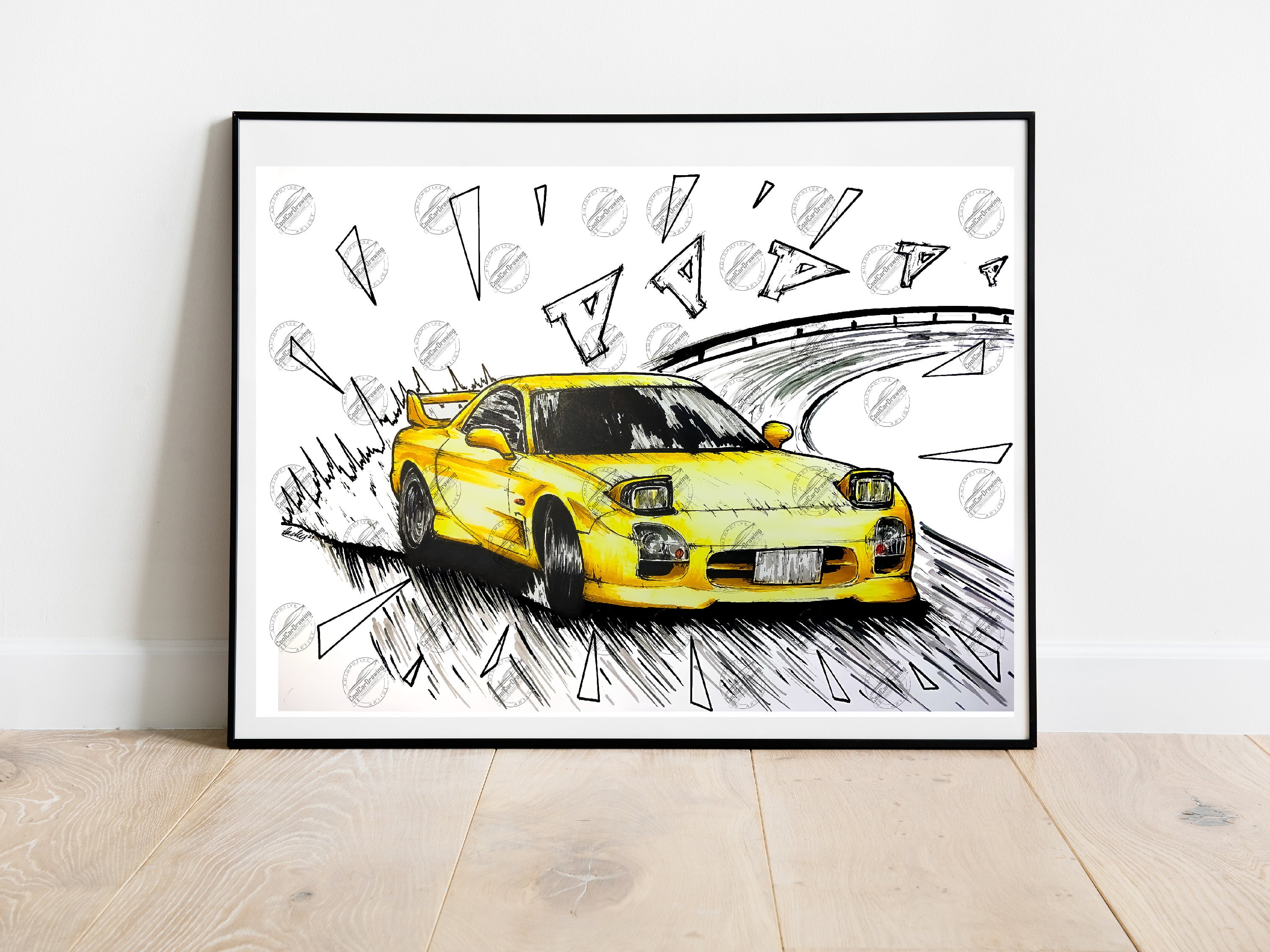 Mazda RX7 Poster, Initial D Mazda RX-7, Redsun RX7, Car Poster, JDM ...