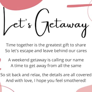 Weekend Getaway Gift Idea | Experience Gift | Printable Digital Poem ...