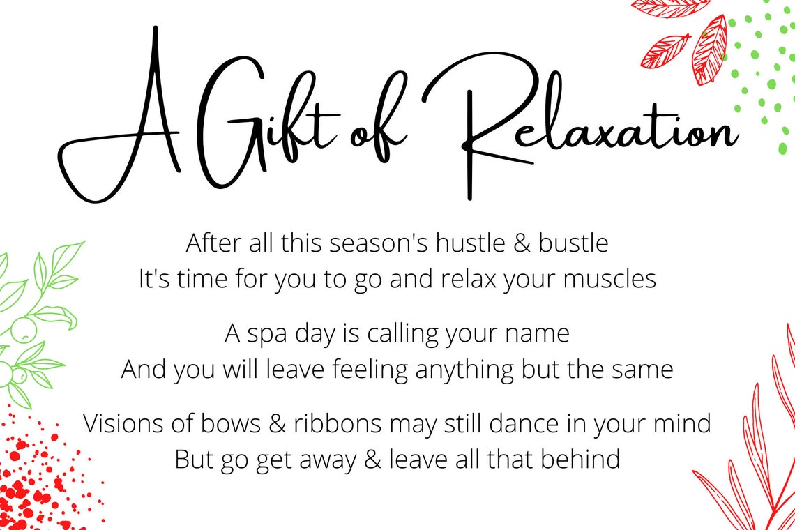 Spa Gift Idea | Massage Gift Idea | Experience Gift | Printable Digital ...