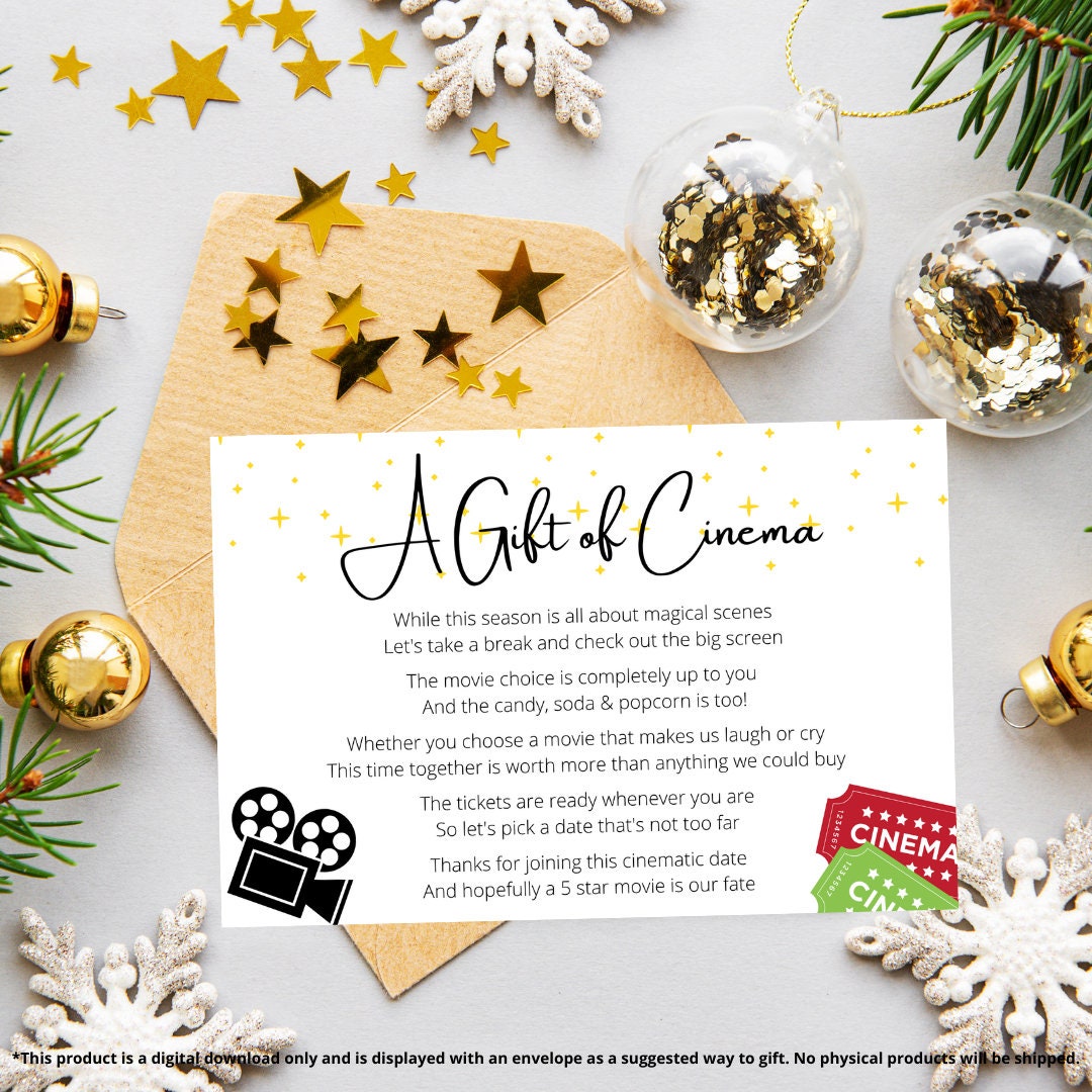 Movie Ticket Gift Idea | Experience Gift | Printable Digital Poem ...