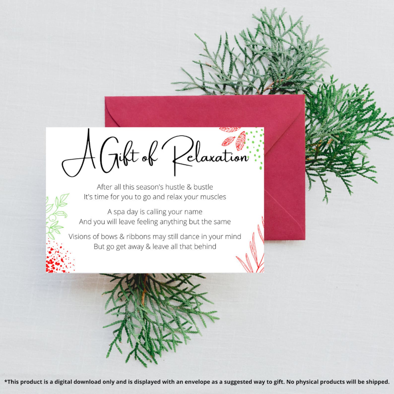 Spa Gift Idea | Massage Gift Idea | Experience Gift | Printable Digital ...