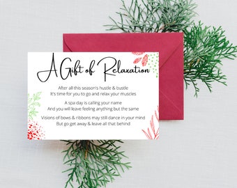 Spa Gift Idea | Experience Gift | Printable Digital Poem | Adventure ...