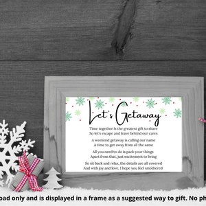 Weekend Getaway Gift Idea | Experience Gift | Printable Digital Poem ...