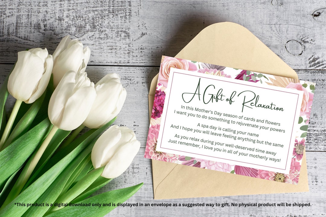 Spa Gift Idea | Experience Gift | Printable Digital Poem | Adventure ...