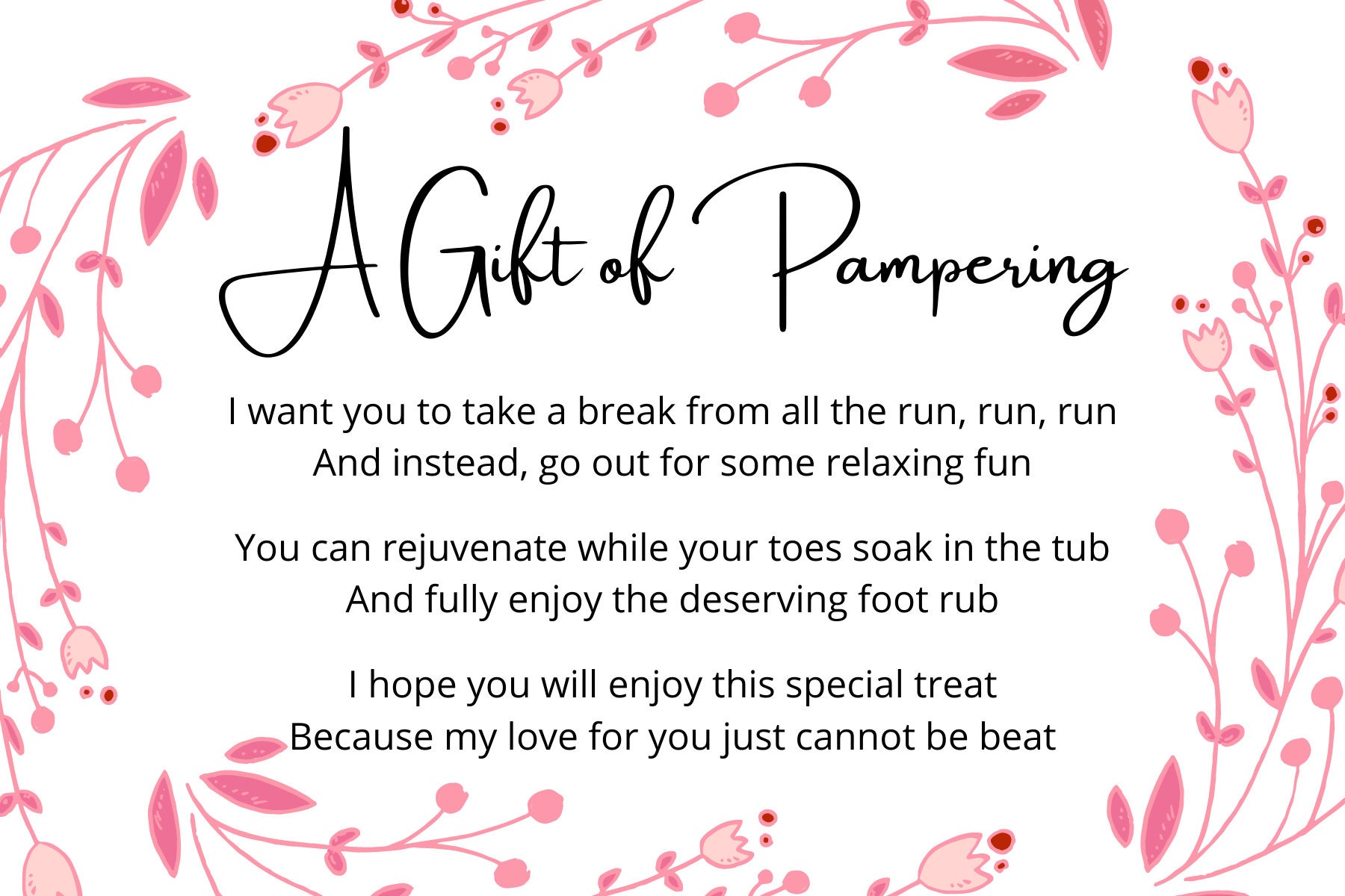 Pedicure Gift Idea Experience Gift Printable Digital Poem - Etsy Finland